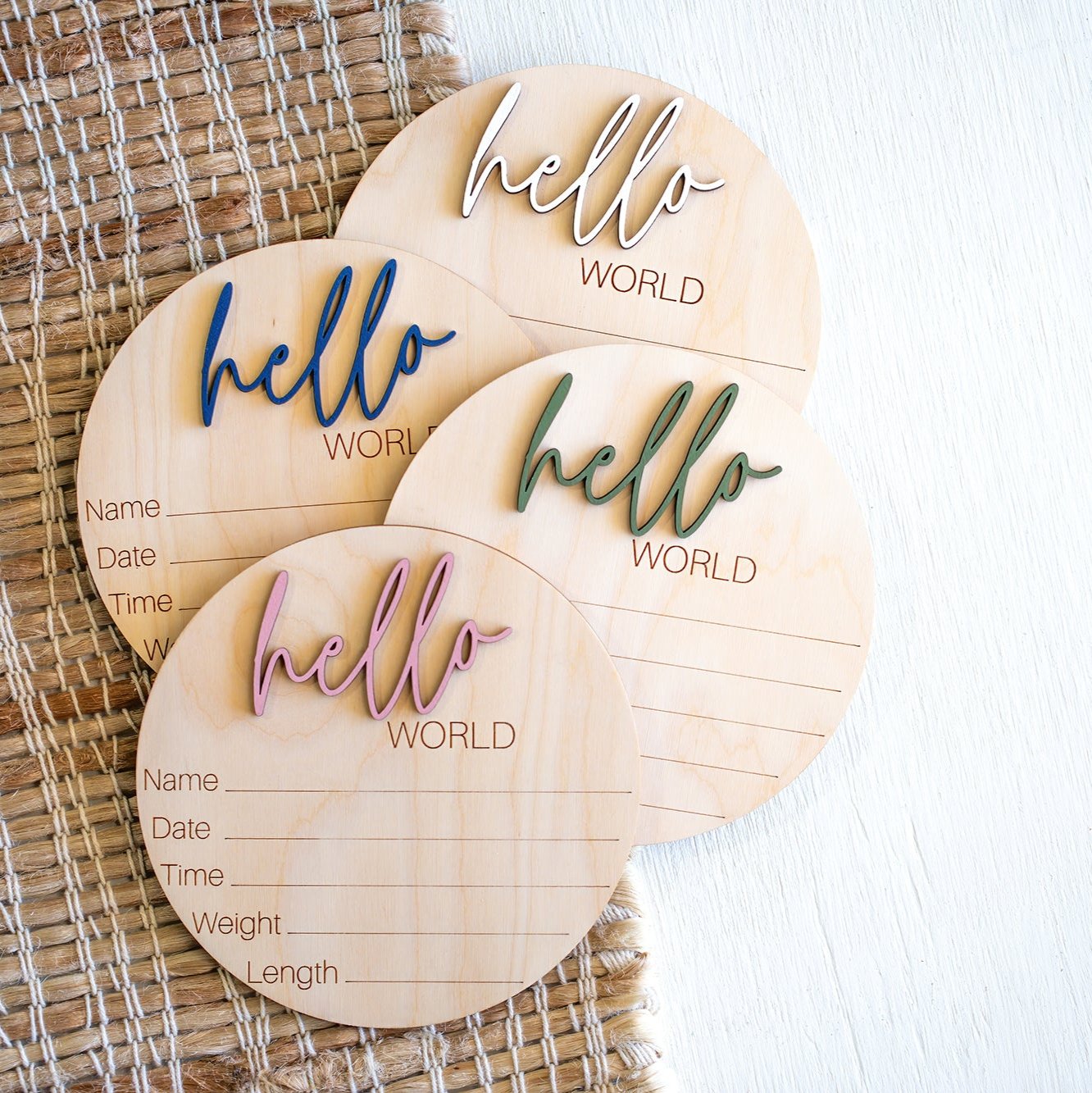 Hello World Baby Sign | Birth Announcement Sign for Stats – Harp & Timbrel