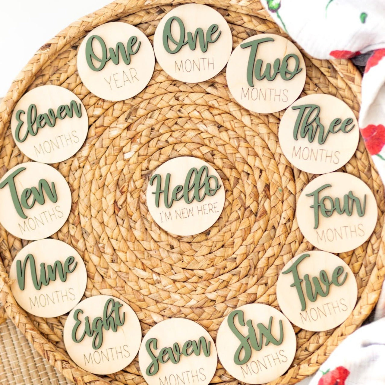 Wooden Monthly Baby Milestones – Harp & Timbrel